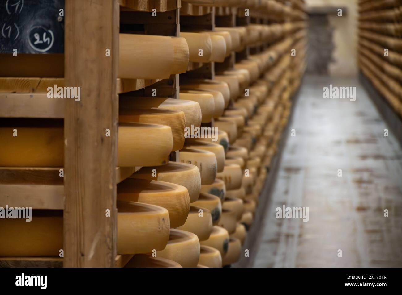 Aging rooms with many shelves in cheese caves, central location for ...