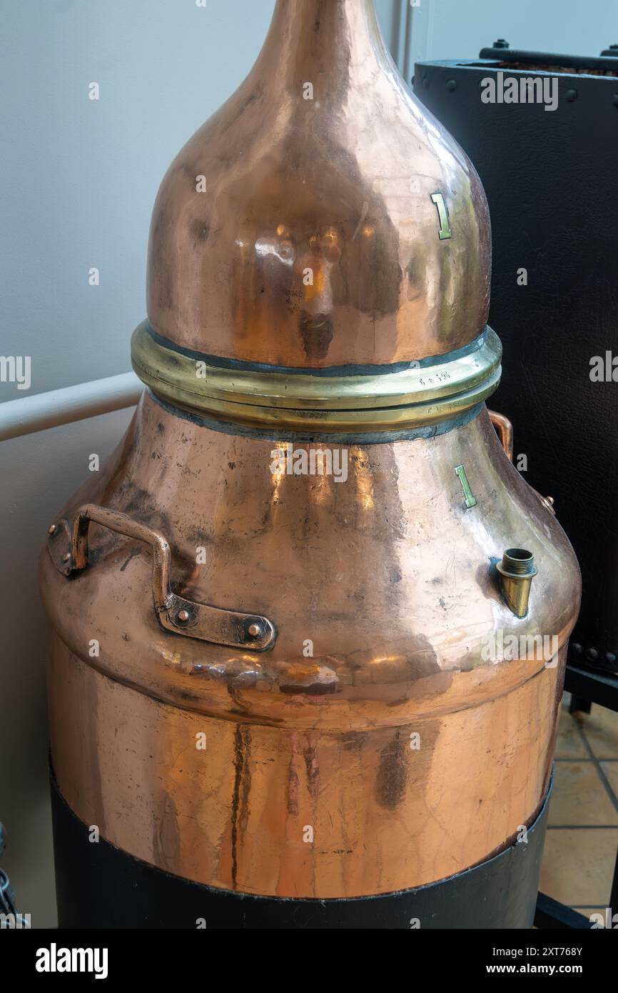 Copper distillation tanks, classic perfume production from natural ...