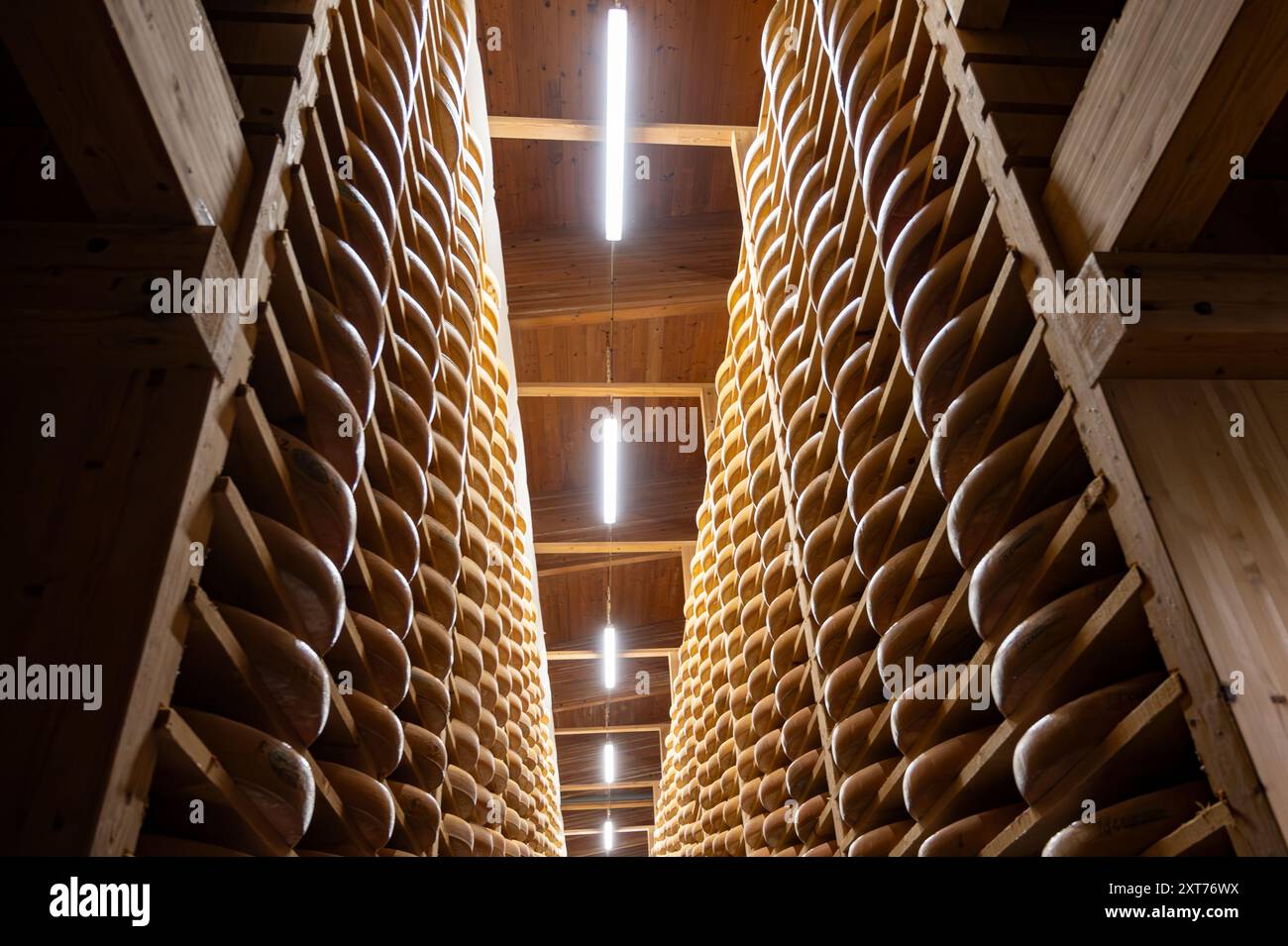 Aging rooms with many shelves in cheese caves, central location for ...