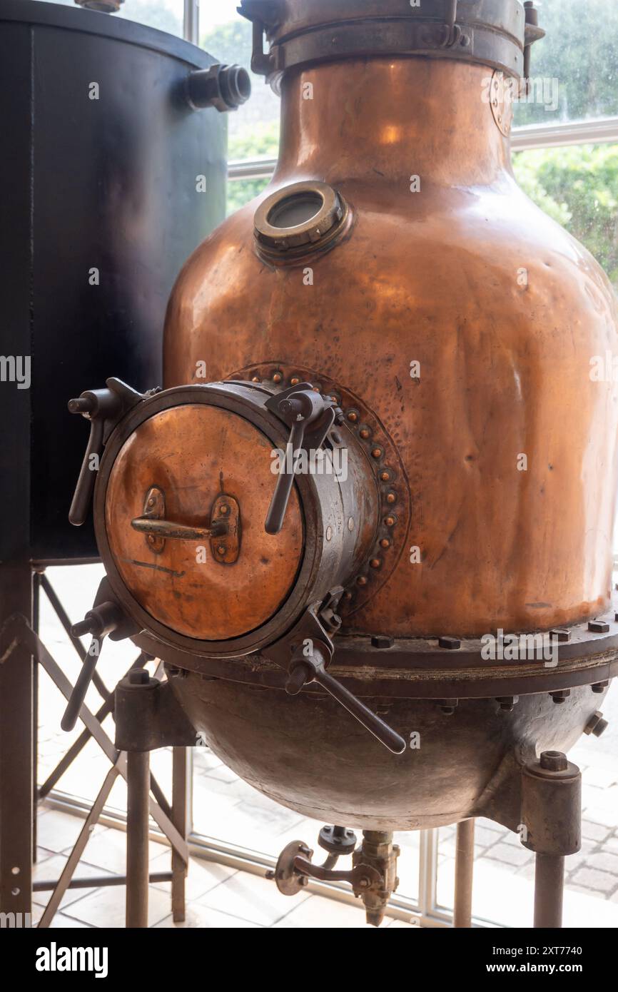 Copper distillation tanks, classic perfume production from natural ...