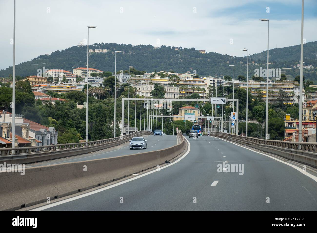 Driving car or family camper on free on Cote d'azur, French Riviera in ...
