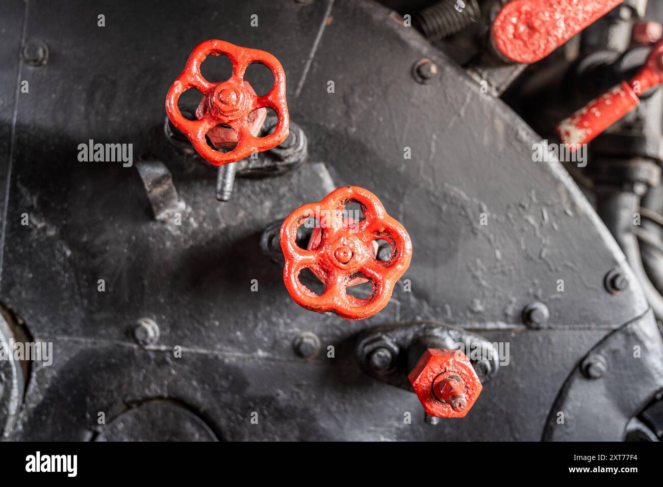 Valves and controls of a vintage steam locomotive Stock Photo - Alamy