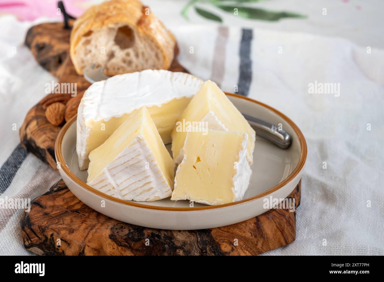 French soft Camembert cheese, original Camembert de Normandie made from ...