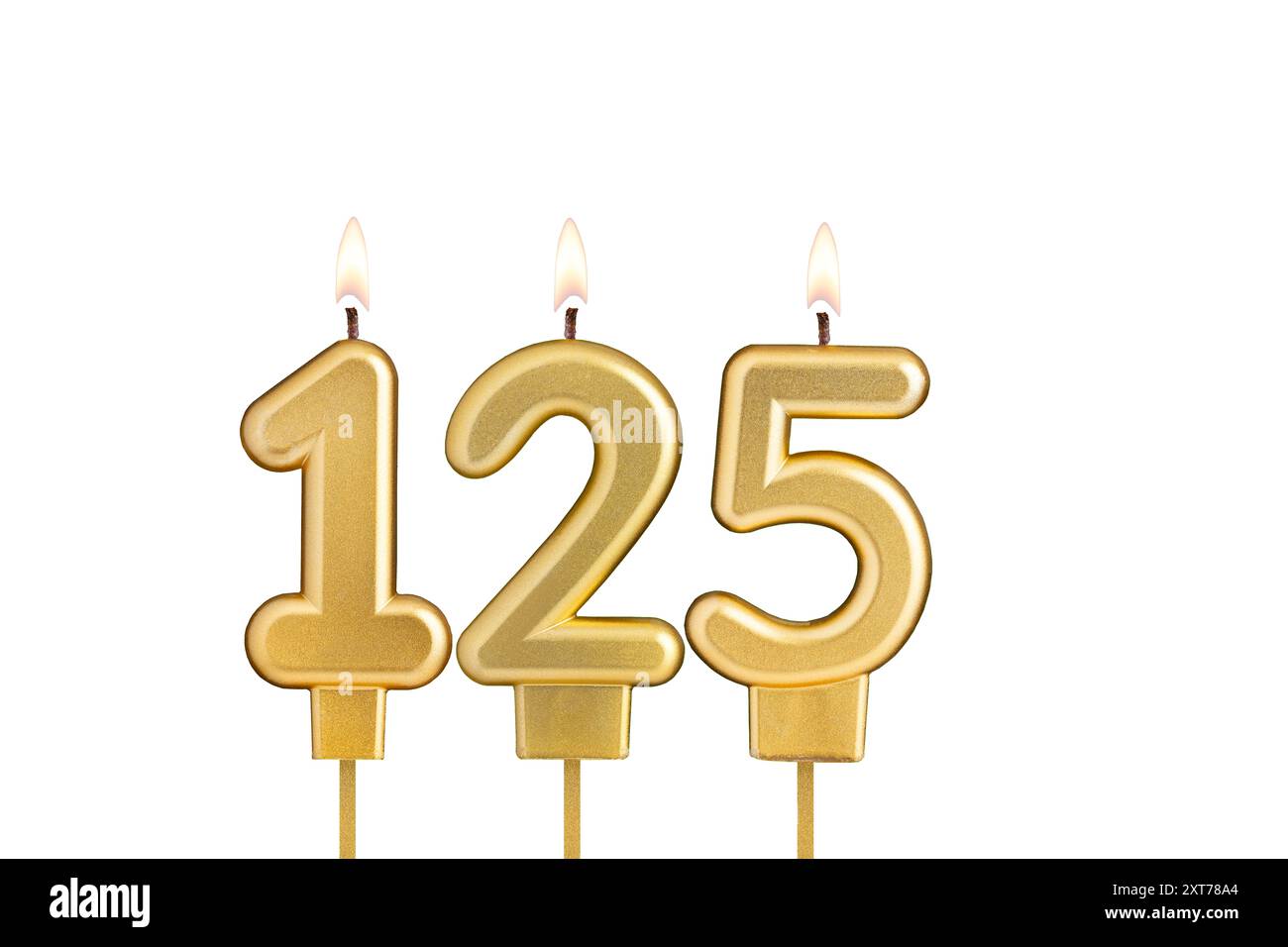 Birthday candle number 125 on white background Stock Photo - Alamy