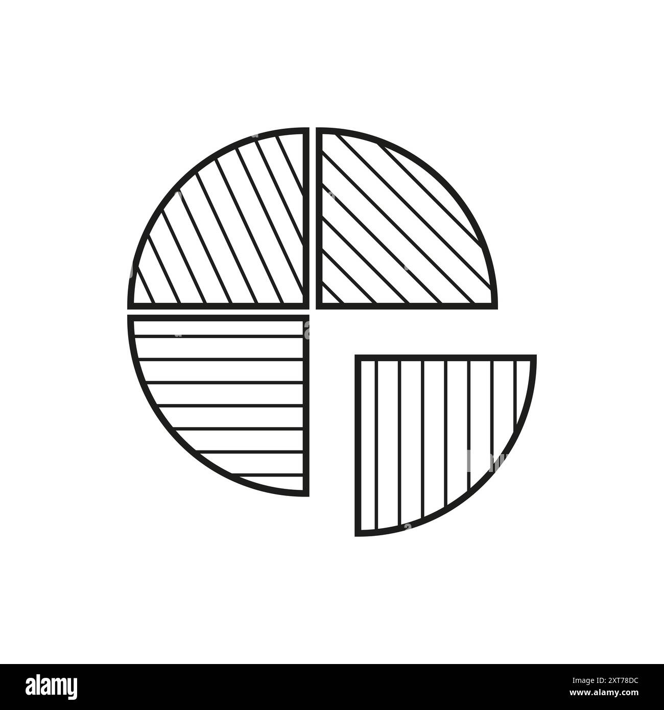 Geometric pie chart icon. Segmented circle with different patterns. Vector illustration Stock ...