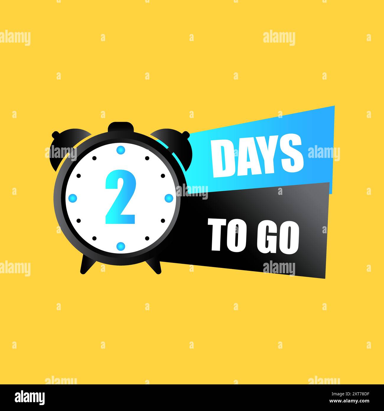 2 days to go. Countdown timer icon. Number two focus. Yellow background design Stock Vector ...