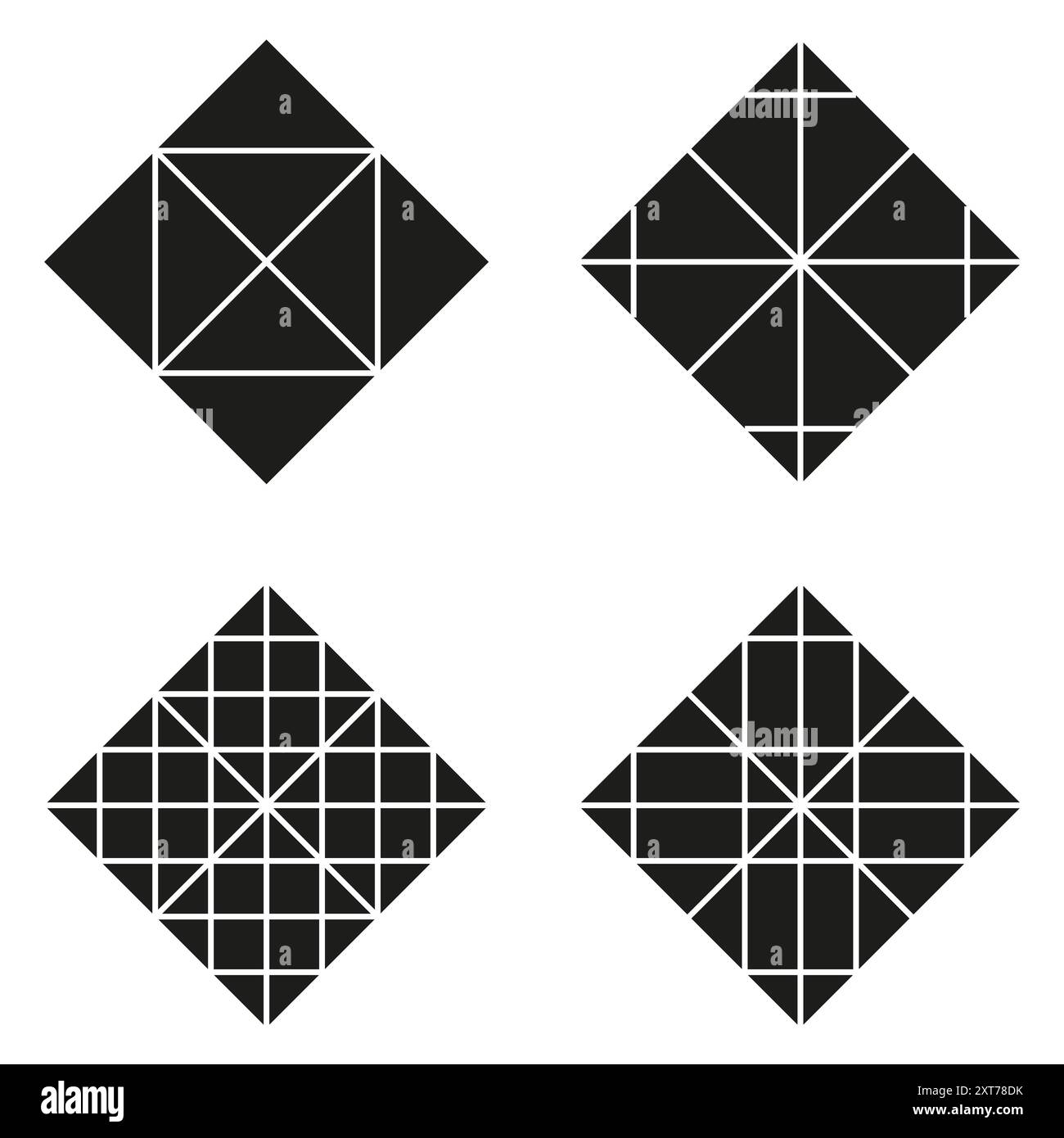 Geometric diamond patterns. Black and white design. Various vector ...
