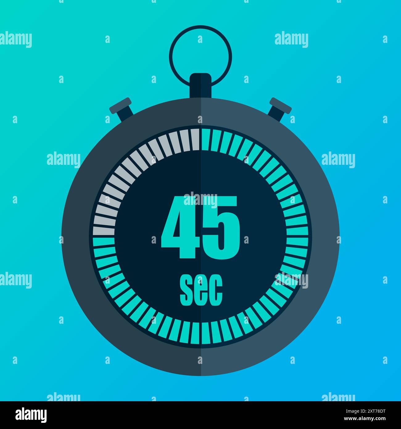 Blue stopwatch icon. Forty five seconds display. 45 seconds. Gradient ...