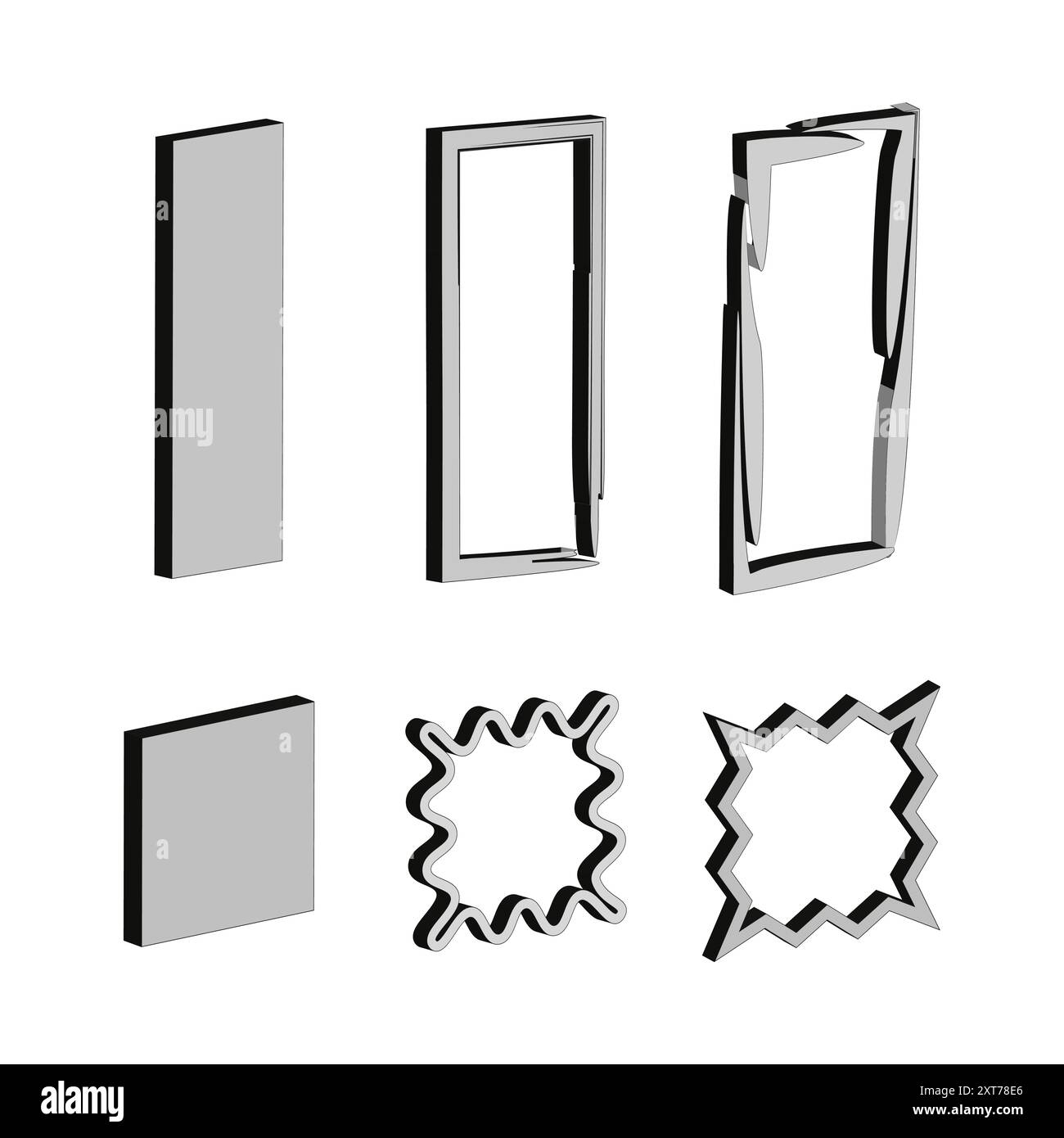 Set of 3D frame icons. Six different three-dimensional designs ...