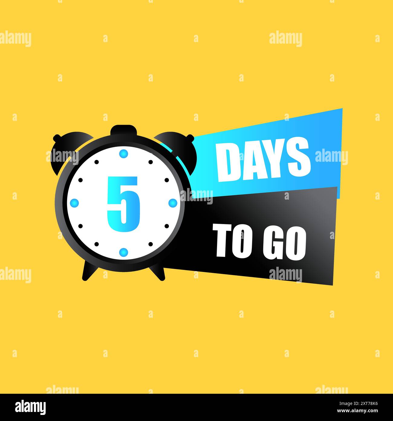 Countdown timer illustration. Number five focus. Bold 5 days to go text ...
