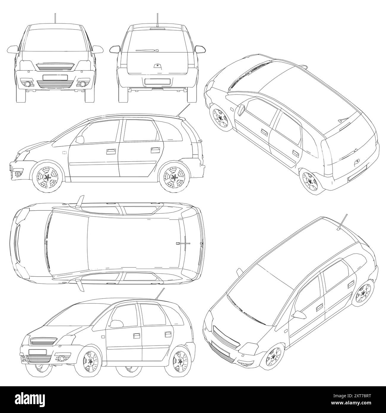 Blank compact car template for branding or advertising. Car outline on ...