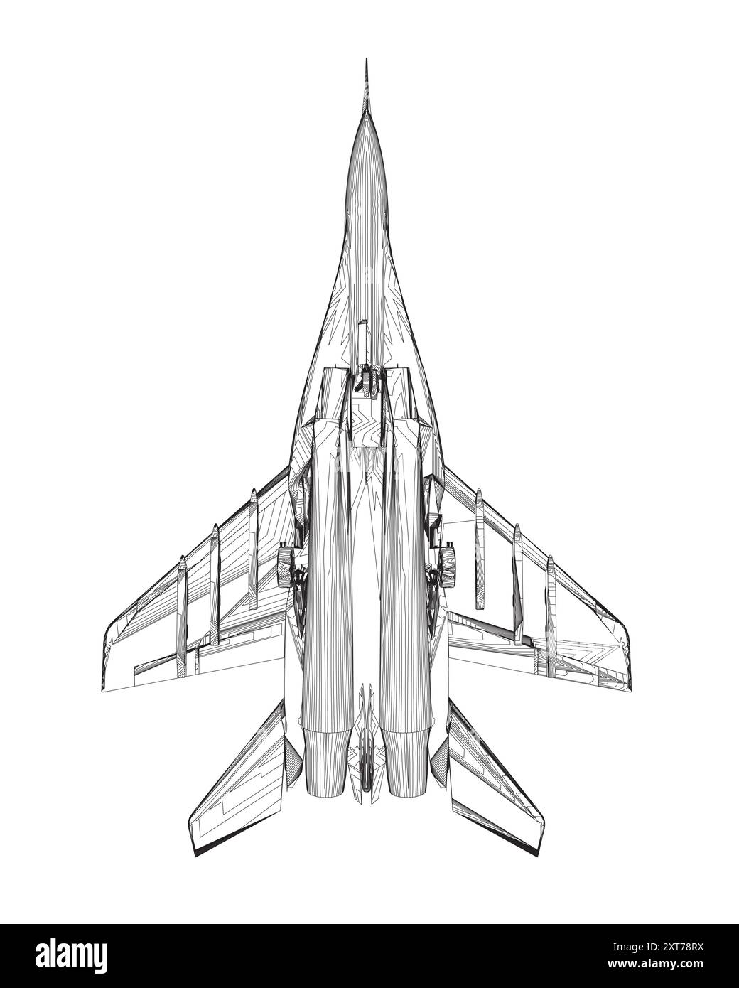 Military fighter jet outline. Vector art illustration of contour ...