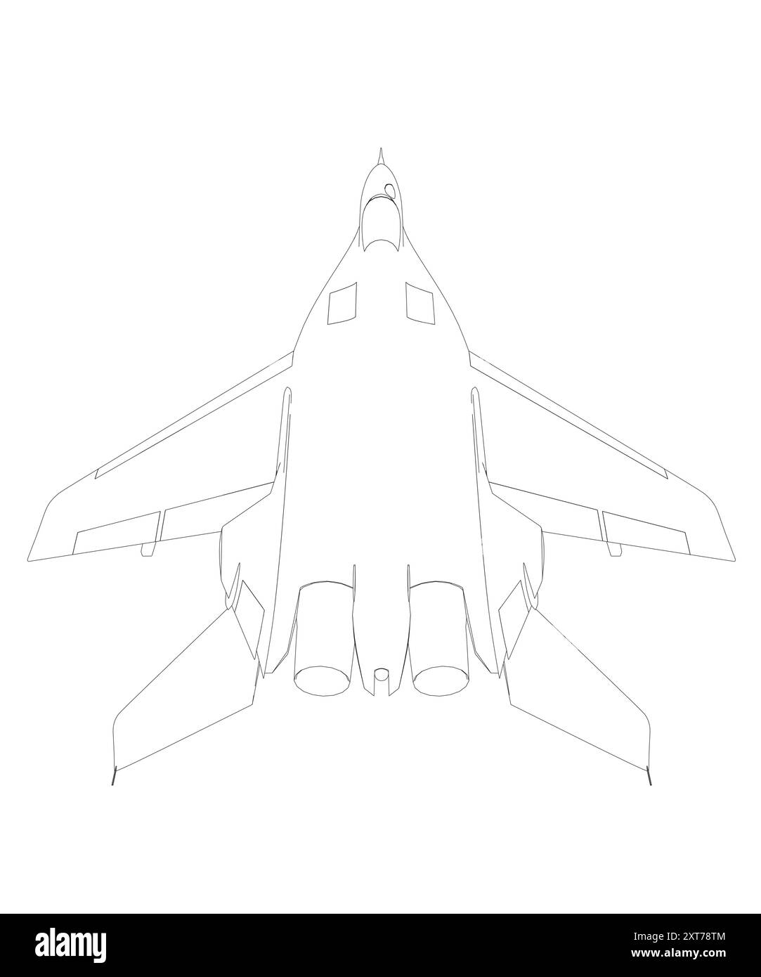 Military fighter jet outline. Vector art illustration of contour ...