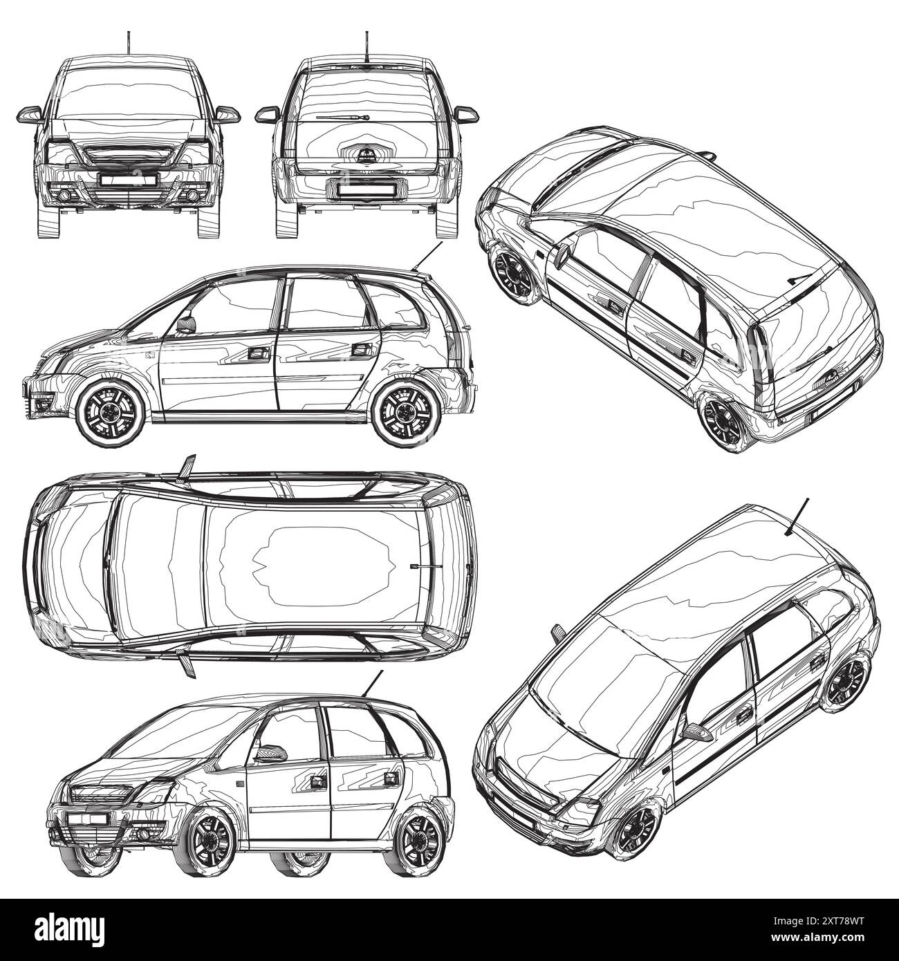 Blank compact car template for branding or advertising. Car outline on ...