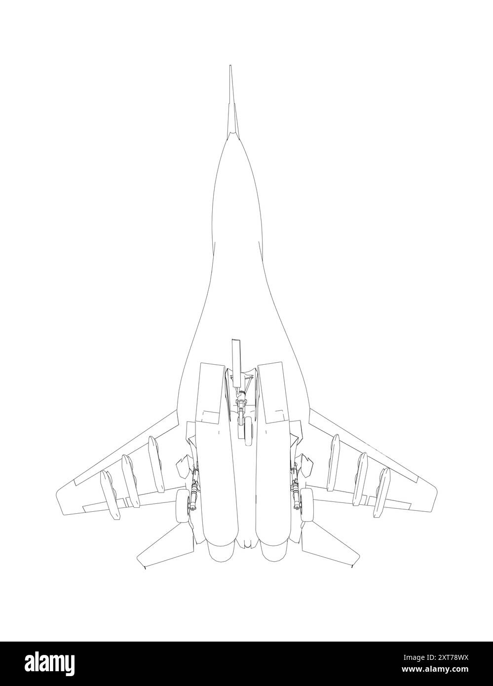 Military fighter jet outline. Vector art illustration of contour ...