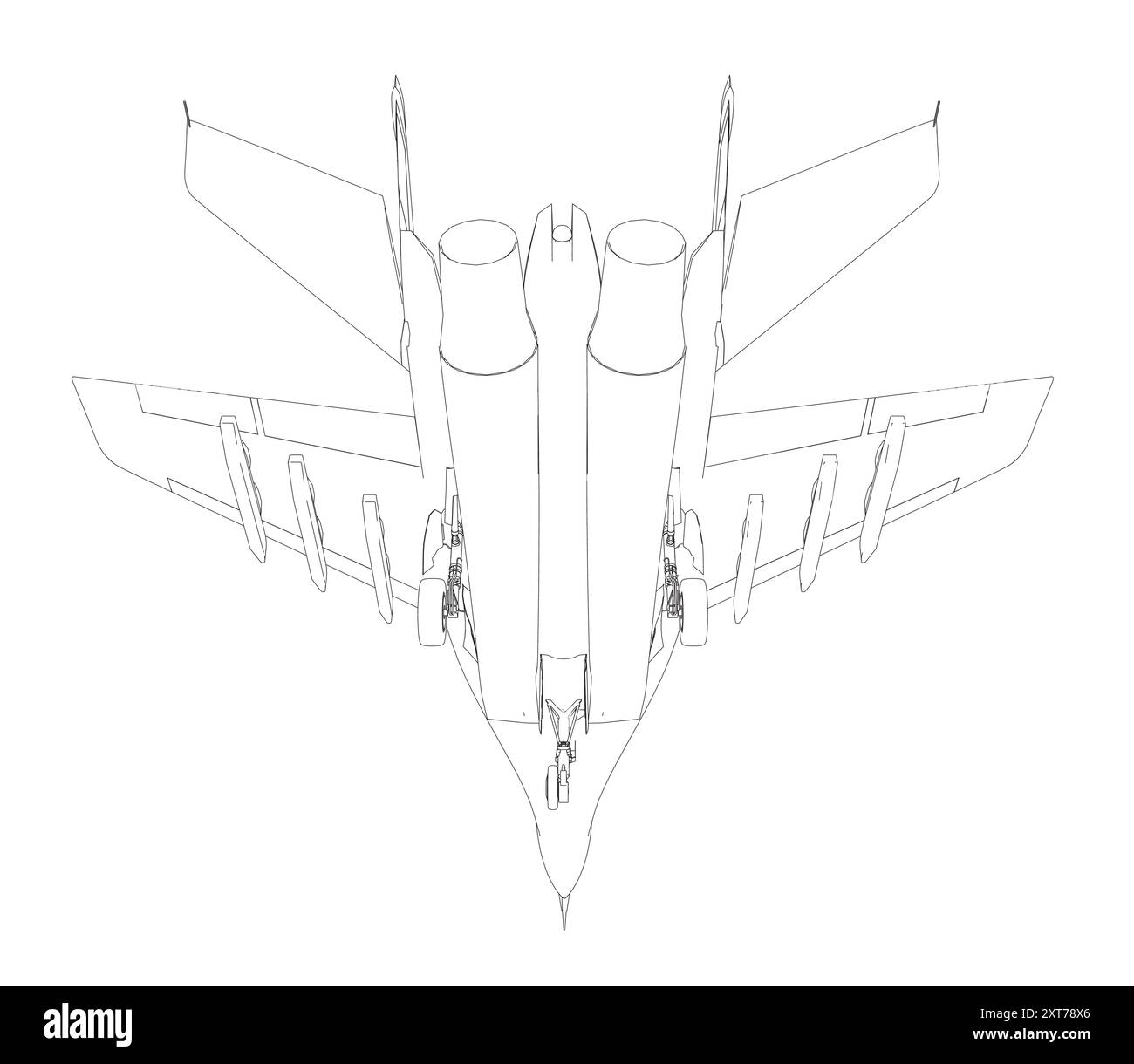 Military fighter jet outline. Vector art illustration of contour ...