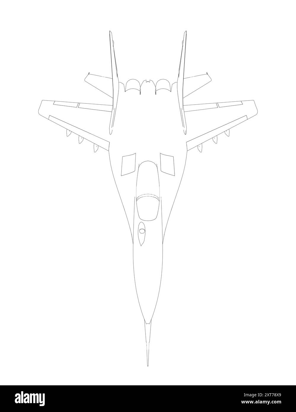 Military fighter jet outline. Vector art illustration of contour ...