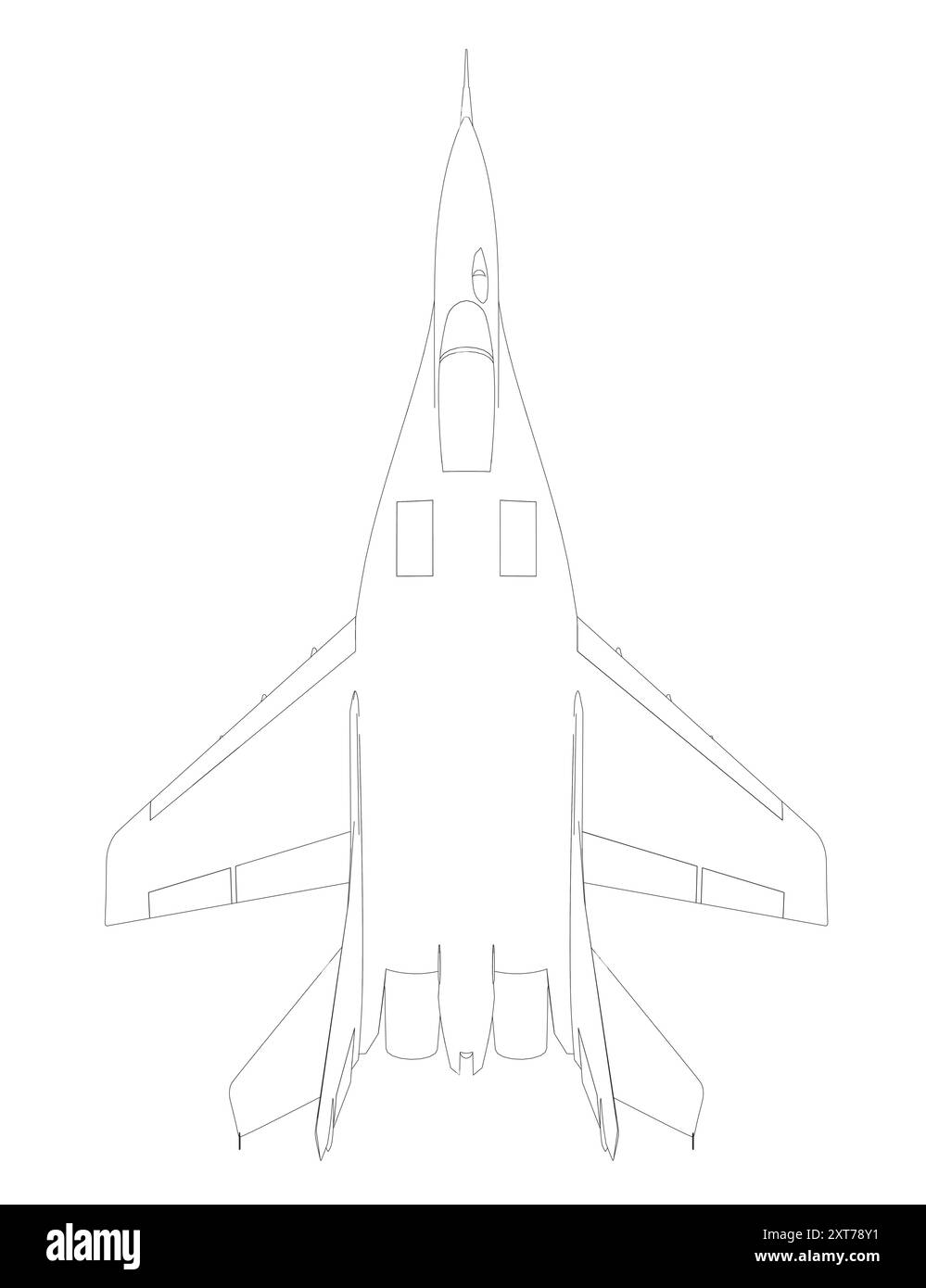 Military fighter jet outline. Vector art illustration of contour ...