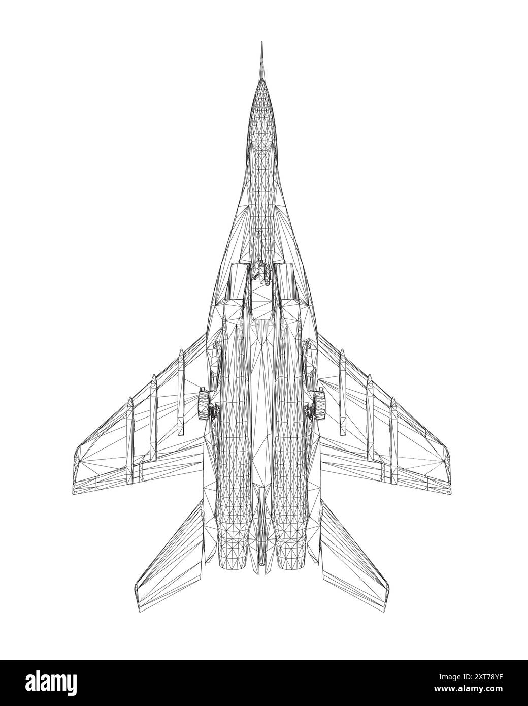 Military fighter jet wireframe. Vector art illustration of wireframe ...