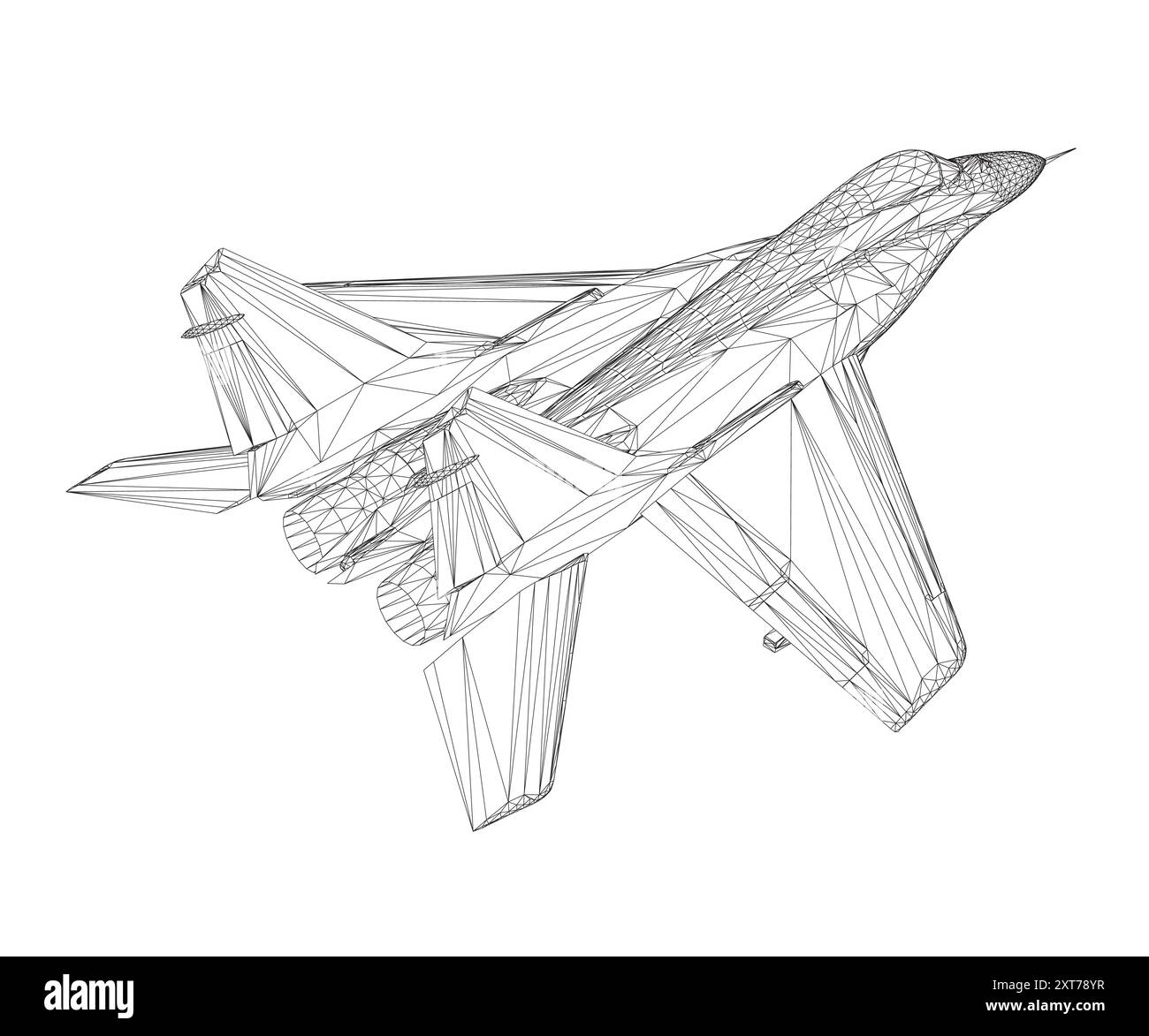 Military fighter jet wireframe. Vector art illustration of wireframe ...