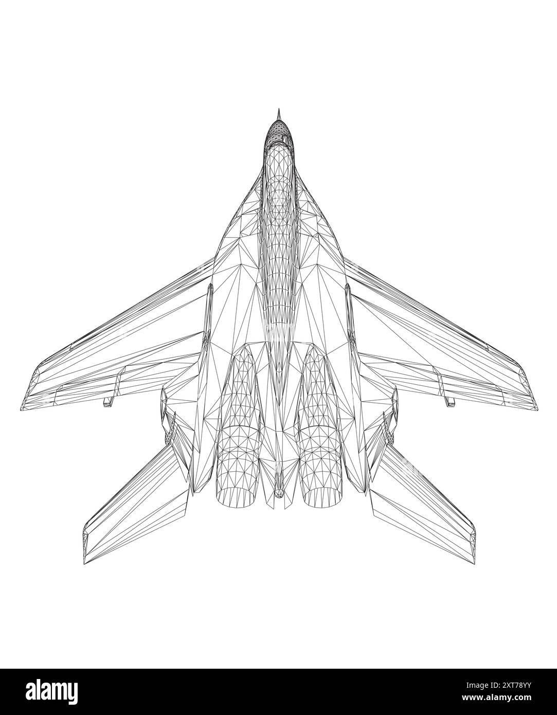Military fighter jet wireframe. Vector art illustration of wireframe ...