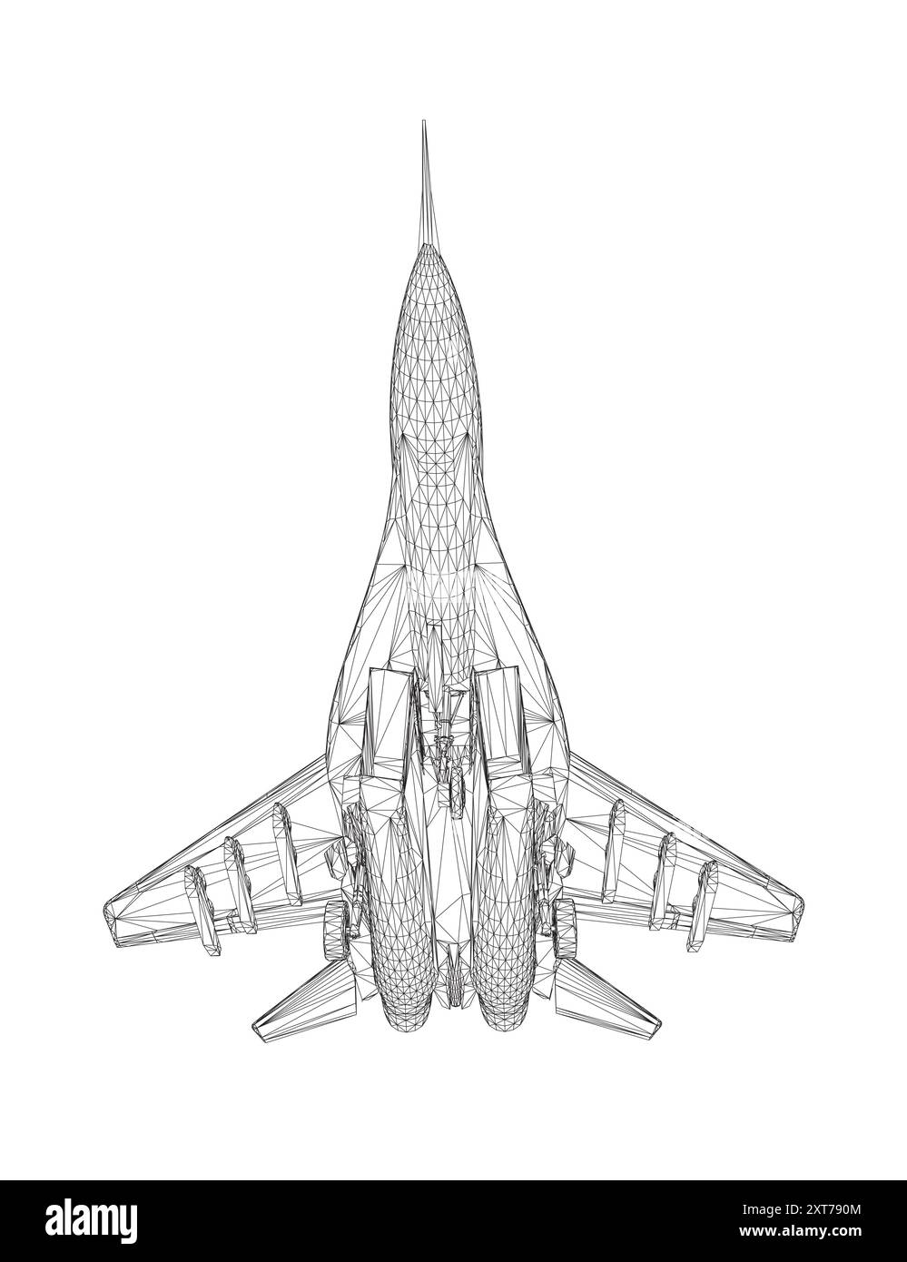 Military fighter jet wireframe. Vector art illustration of wireframe airplane. Modern war ...