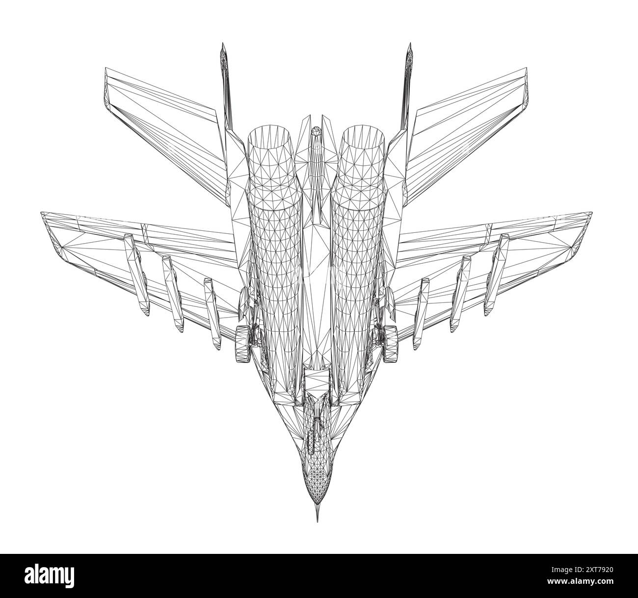 Military fighter jet wireframe. Vector art illustration of wireframe ...