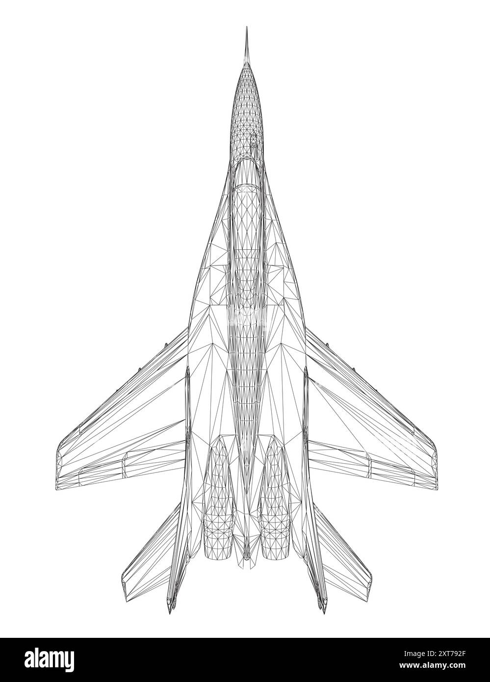 Military fighter jet wireframe. Vector art illustration of wireframe ...