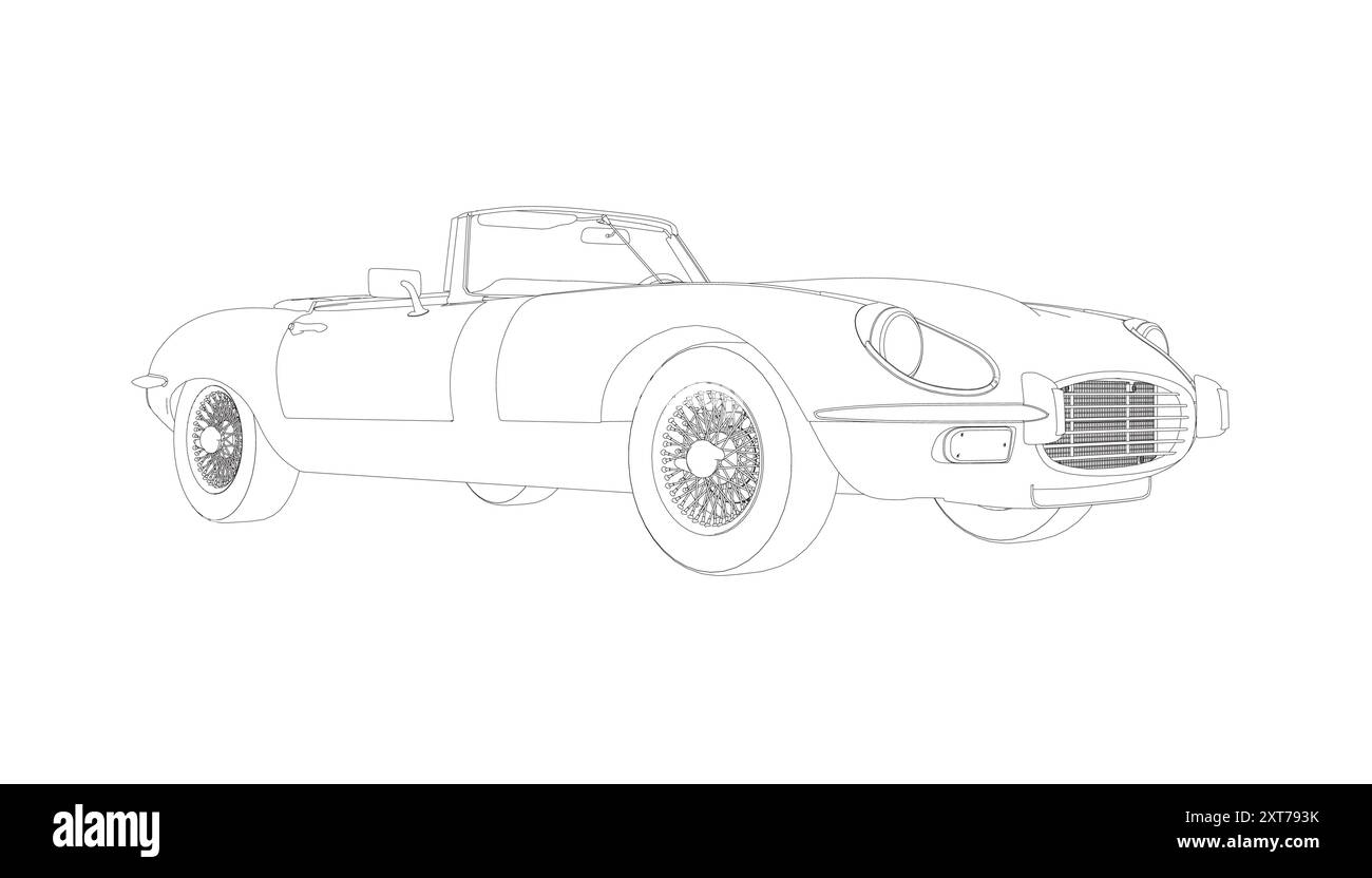Luxury convertible car. Coloring pages for adults drawing. Line art ...