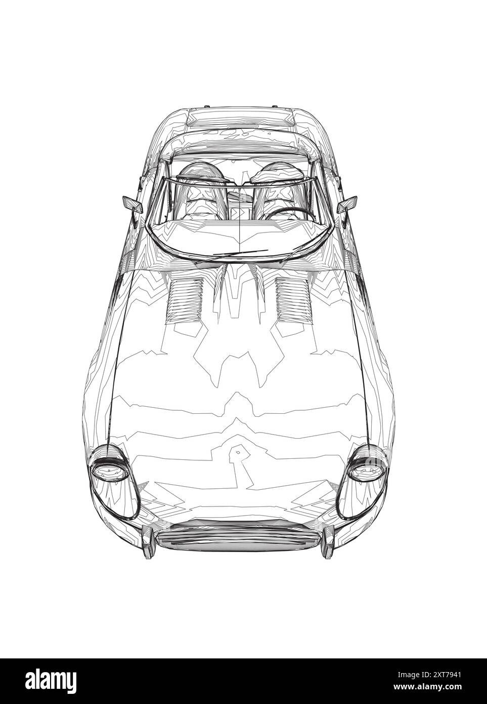 Luxury convertible car. Coloring pages for adults drawing. Line art ...