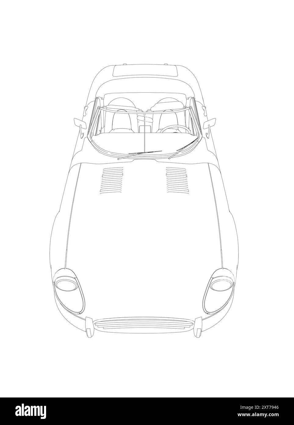 Luxury convertible car. Coloring pages for adults drawing. Line art ...