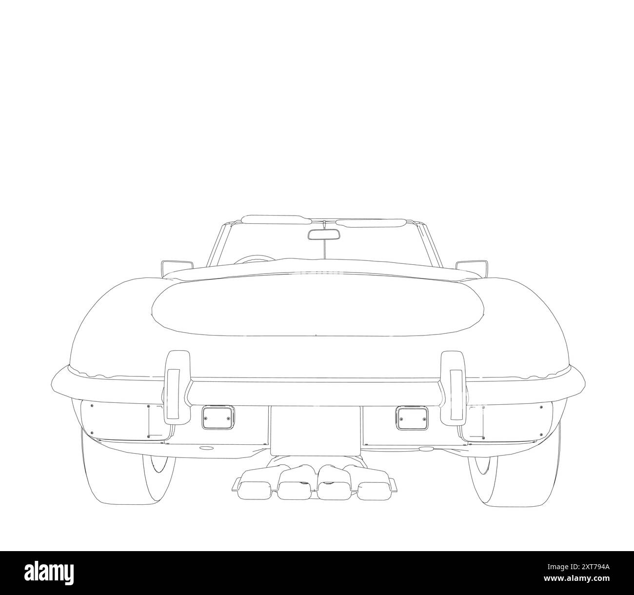 Luxury convertible car. Coloring pages for adults drawing. Line art ...