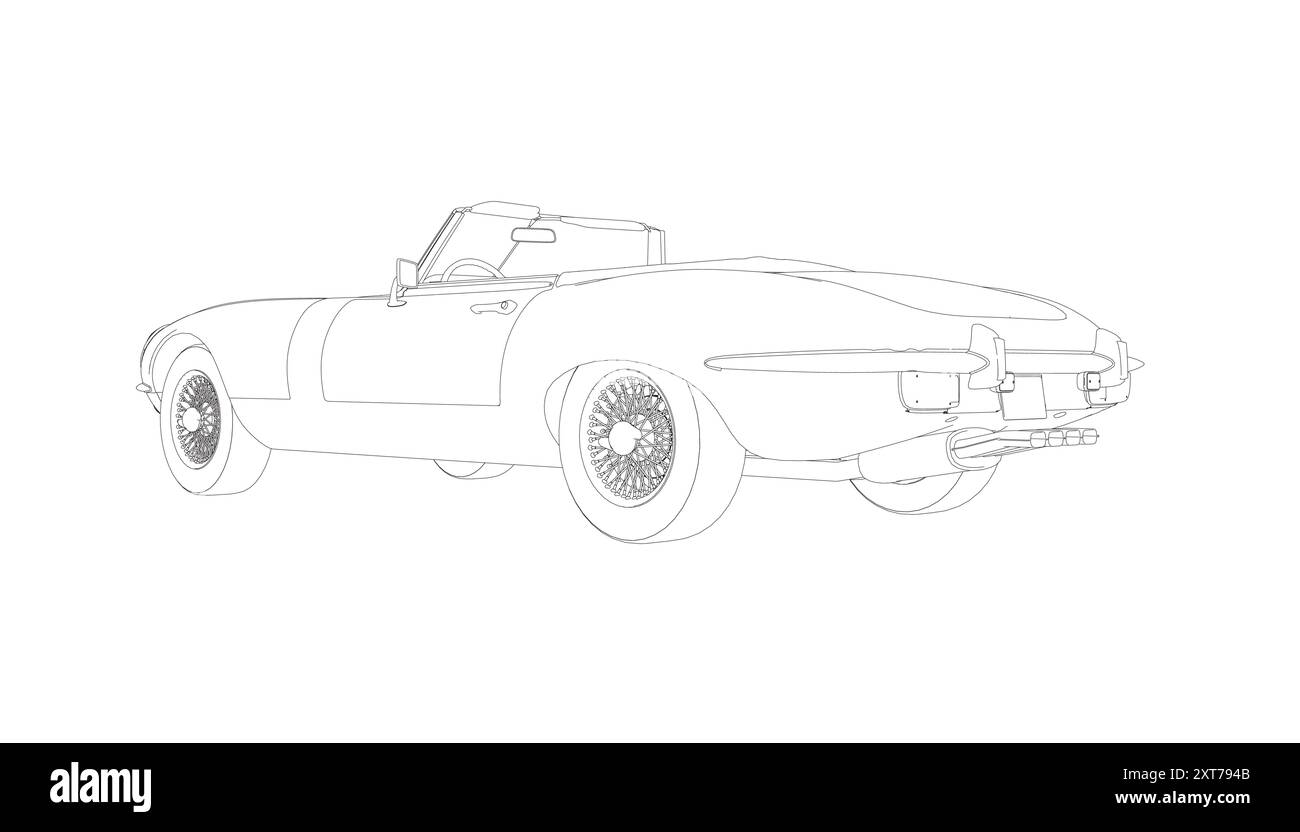 Luxury convertible car. Coloring pages for adults drawing. Line art ...