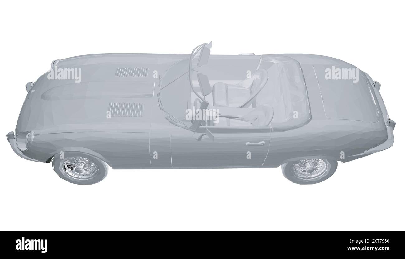 Luxury convertible car. Art picture Car cabriolet with outlines. Vector ...