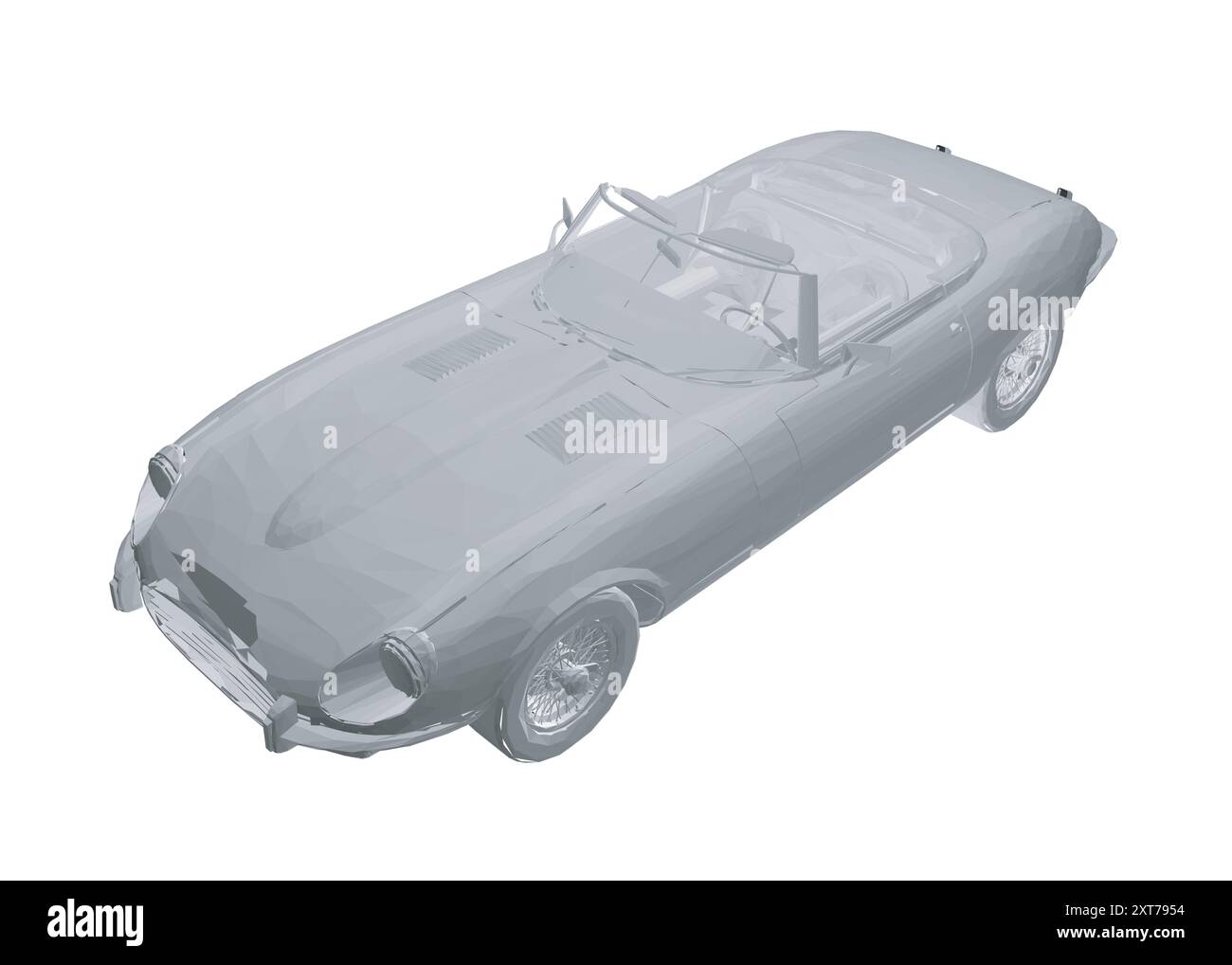 Luxury convertible car. Art picture Car cabriolet with outlines. Vector ...