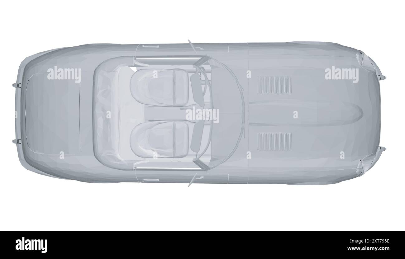 Luxury convertible car. Art picture Car cabriolet with outlines. Vector ...