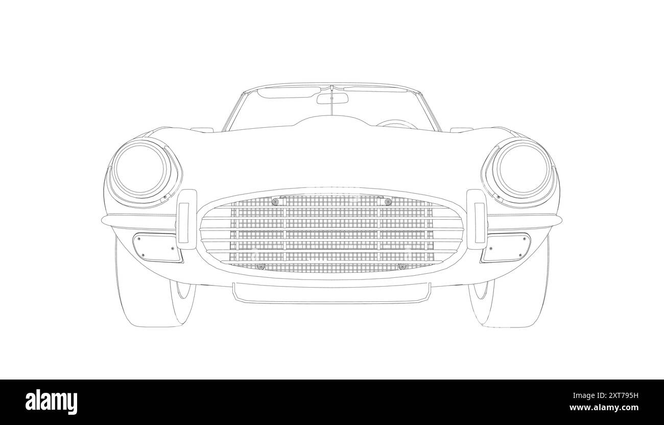 Luxury convertible car. Coloring pages for adults drawing. Line art ...