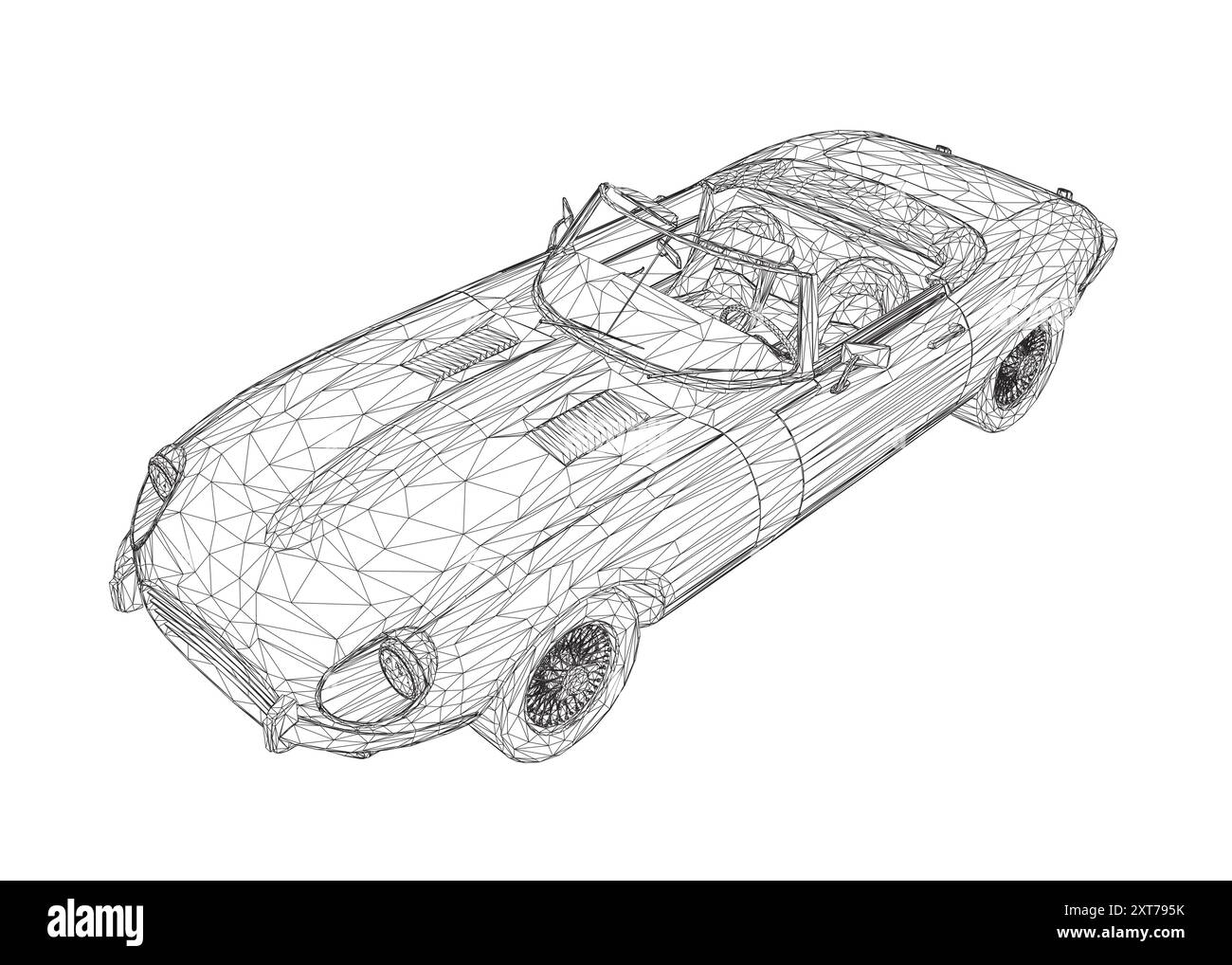 Luxury convertible car. Coloring pages for adults drawing. Line art ...