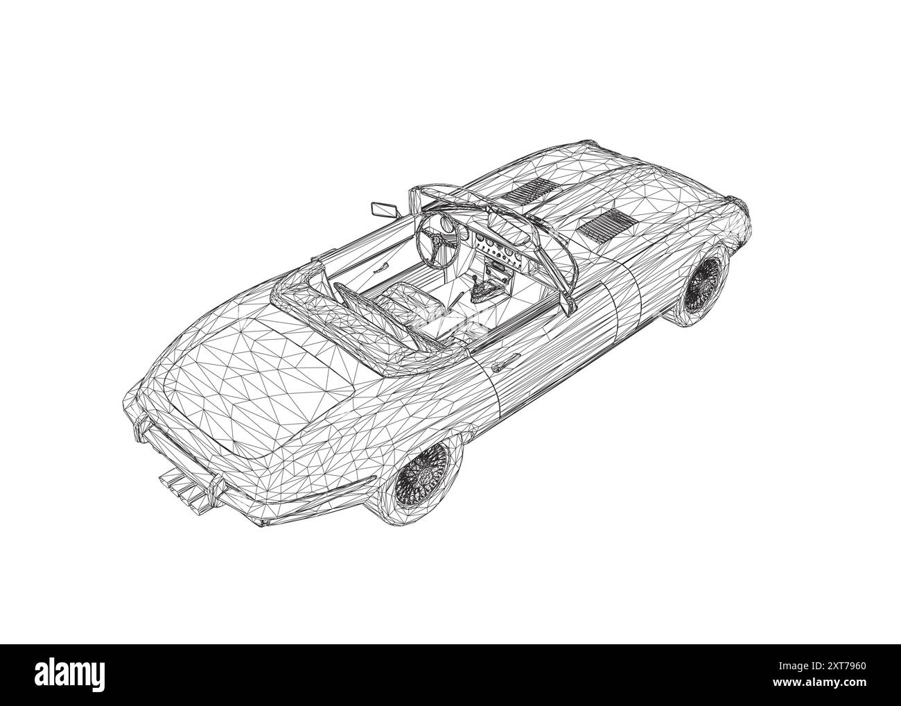Luxury convertible car. Coloring pages for adults drawing. Line art ...