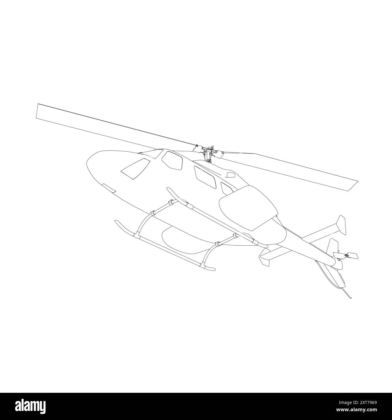 Helicopter detailed outline. Vector isolated on a white background ...