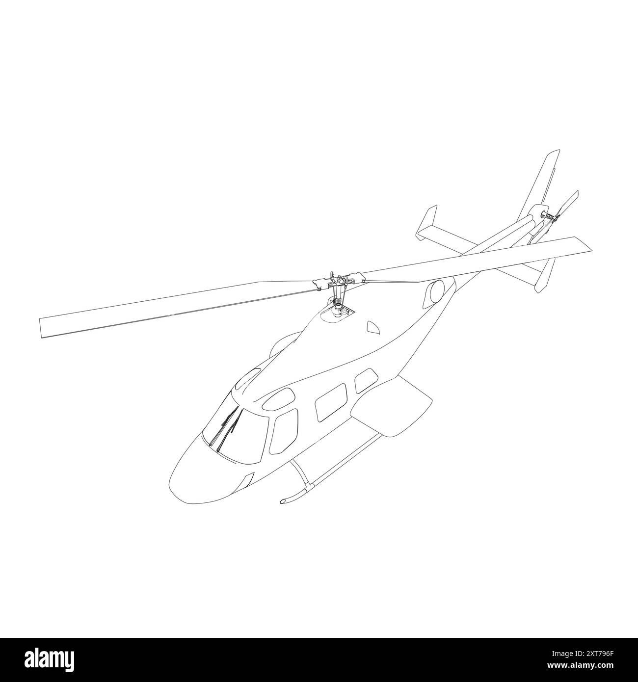 Helicopter detailed outline. Vector isolated on a white background ...