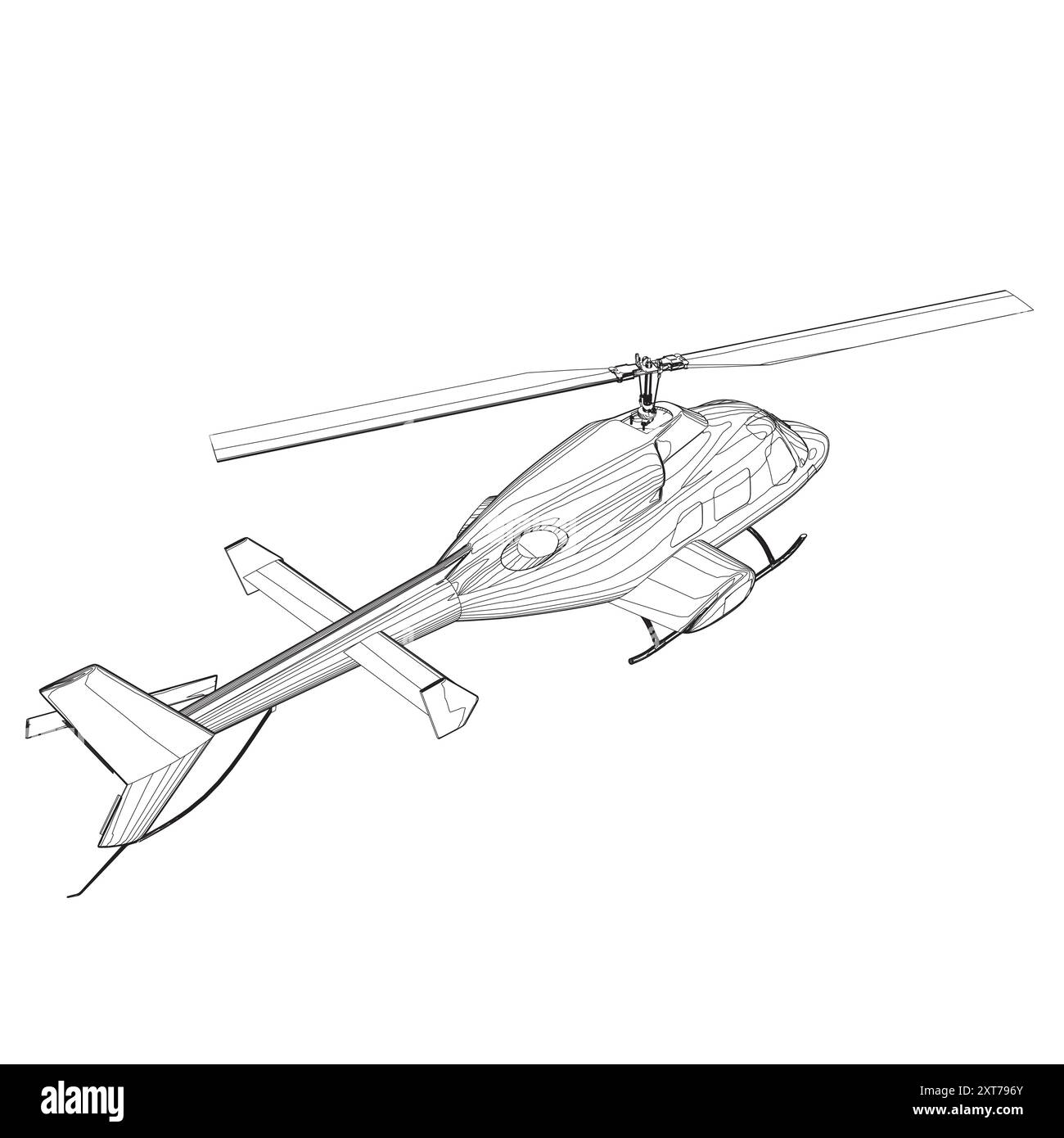 Helicopter detailed outline. Vector isolated on a white background ...