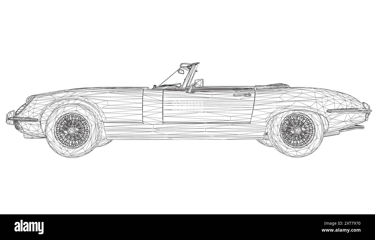 Luxury convertible car. Coloring pages for adults drawing. Line art ...