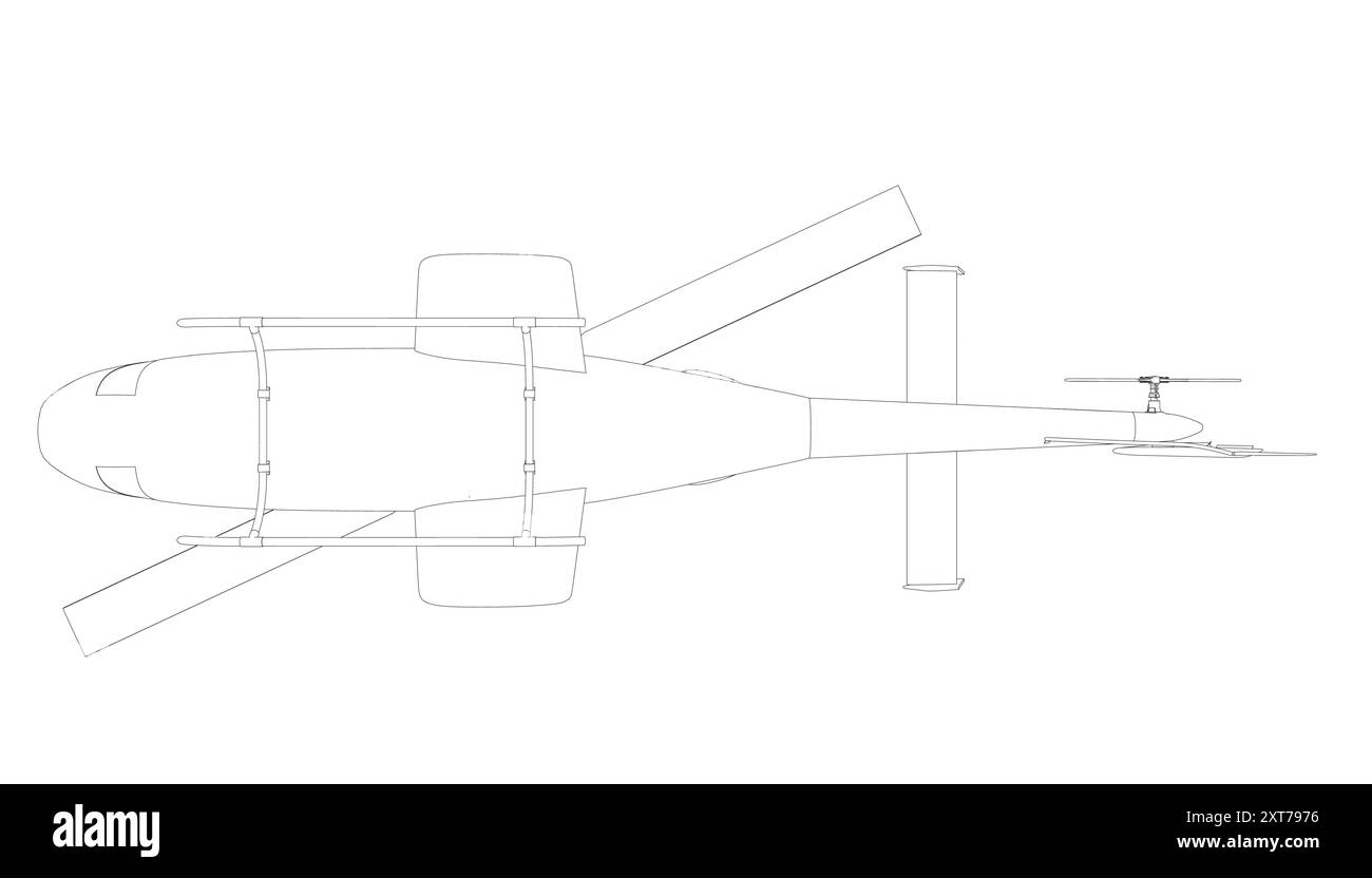 Helicopter detailed outline. Vector isolated on a white background ...