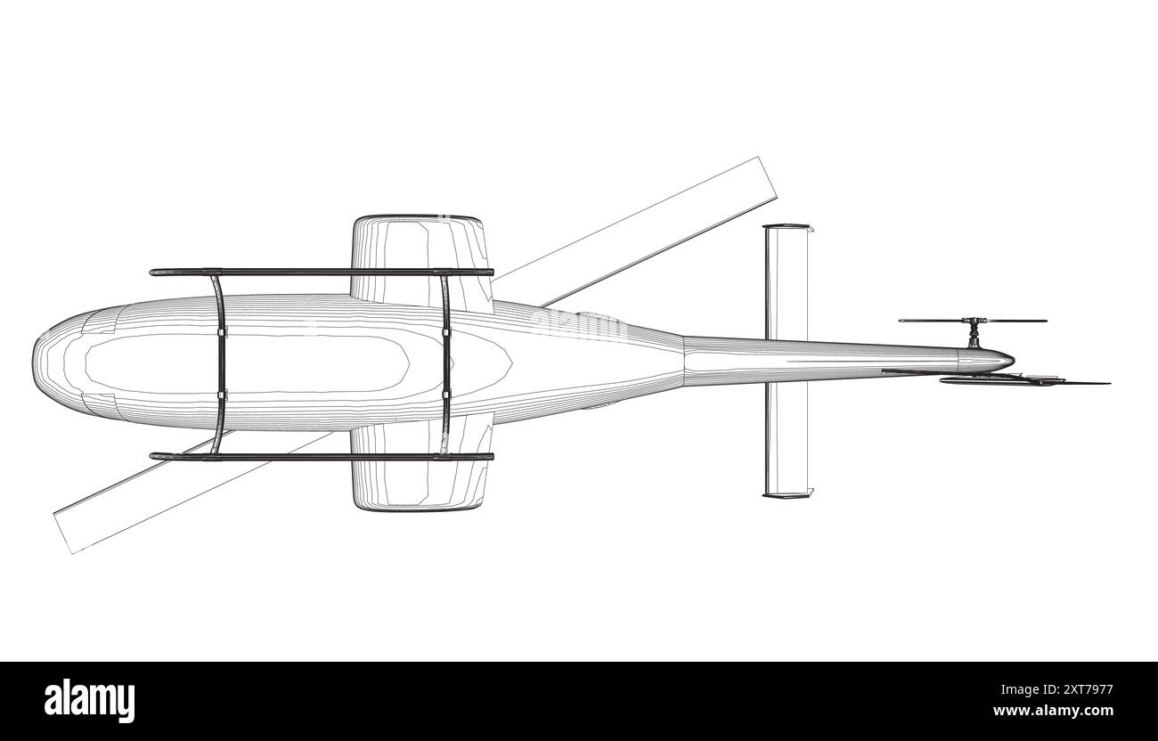 Helicopter detailed outline. Vector isolated on a white background ...