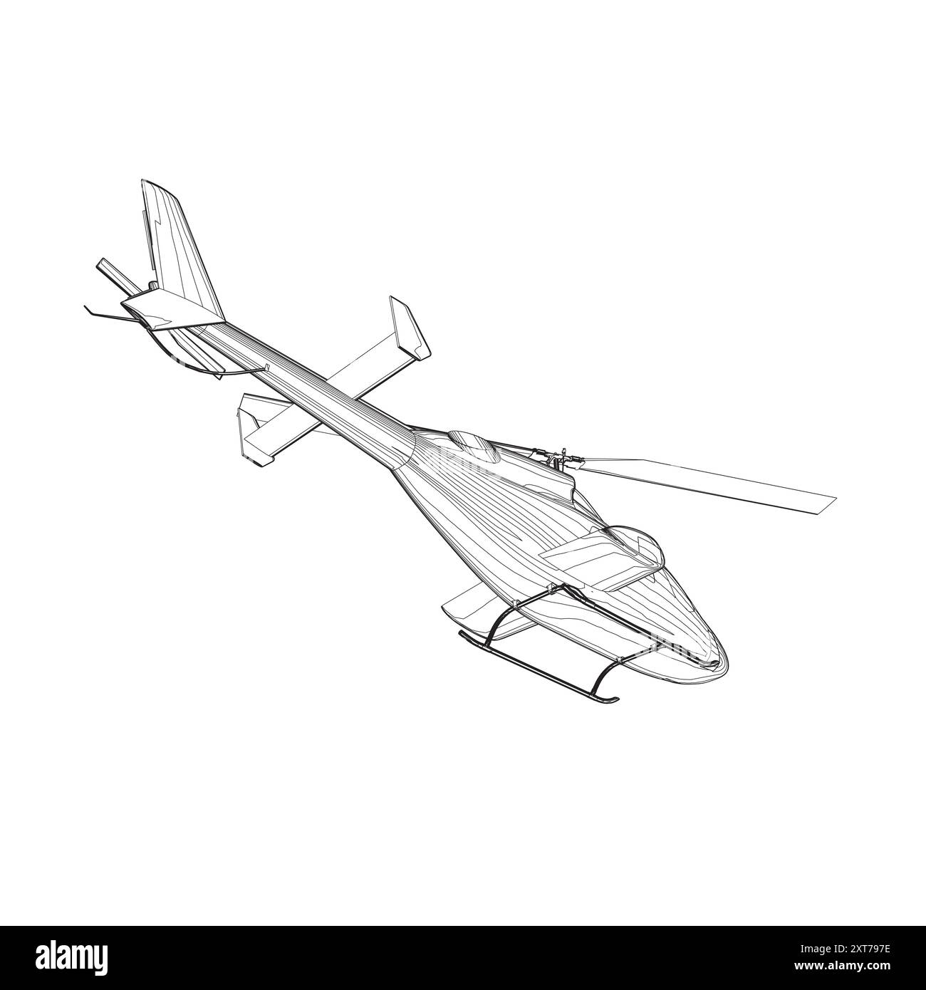 Helicopter detailed outline. Vector isolated on a white background ...