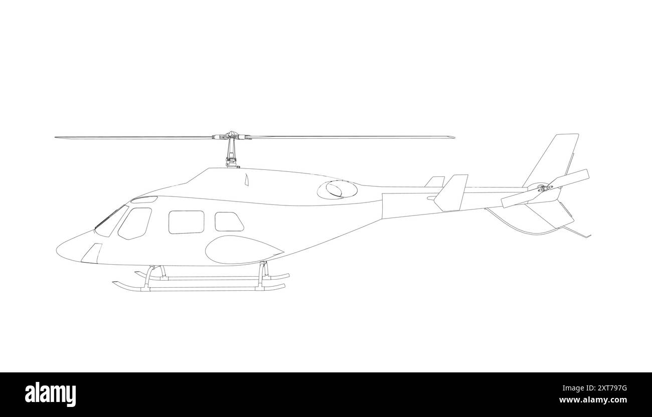 Helicopter detailed outline. Vector isolated on a white background ...