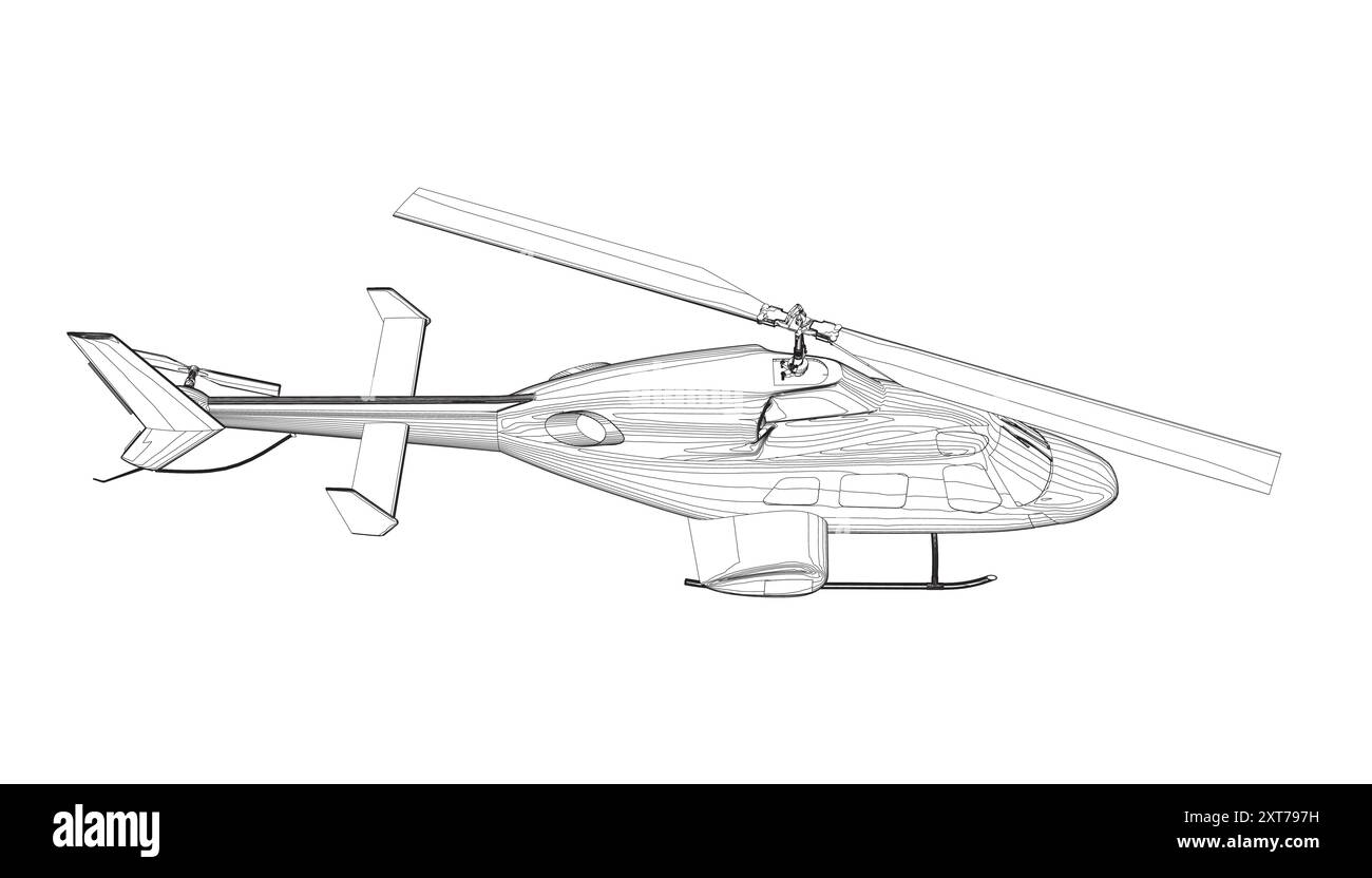Helicopter detailed outline. Vector isolated on a white background ...
