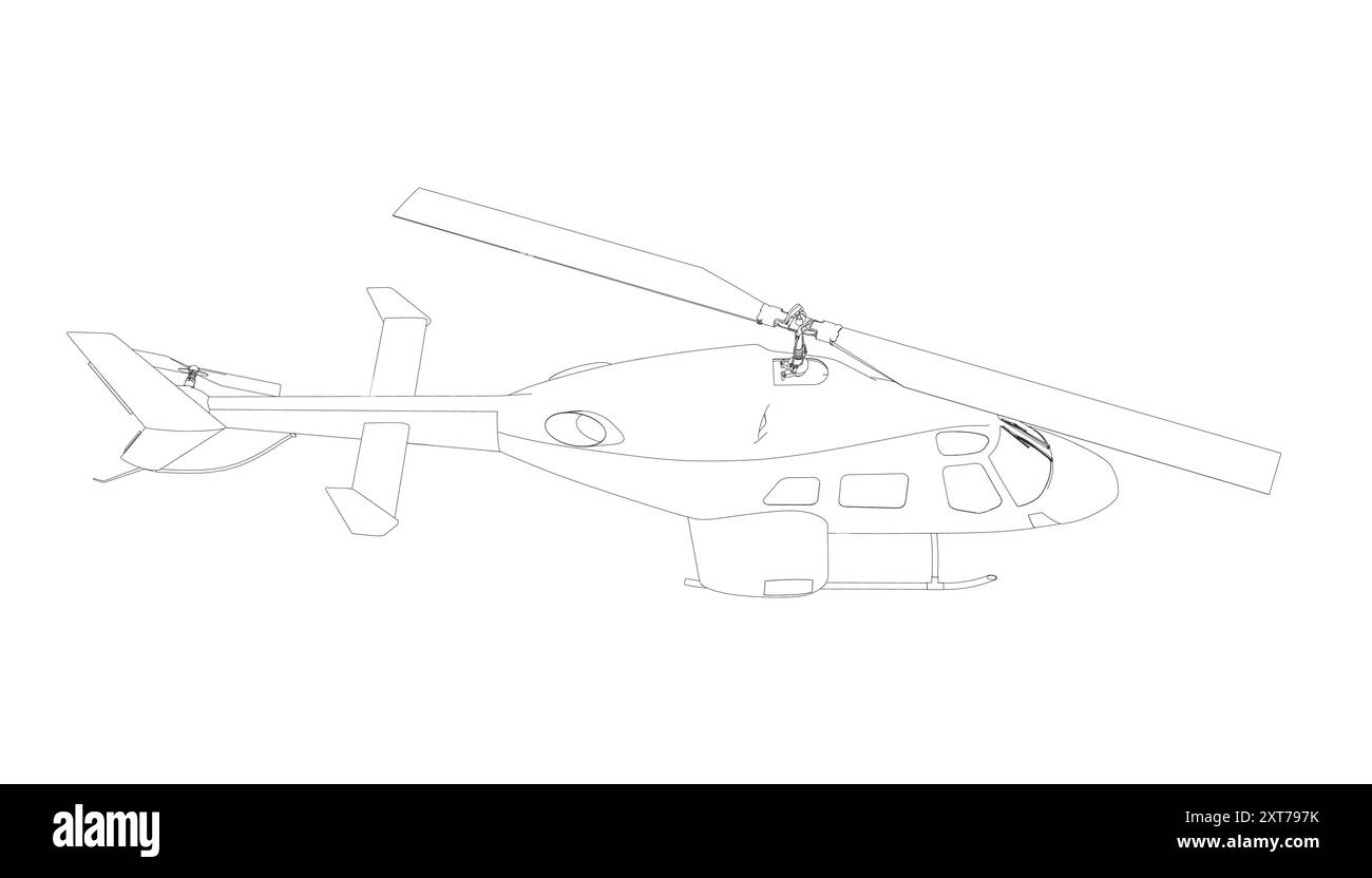Helicopter detailed outline. Vector isolated on a white background ...