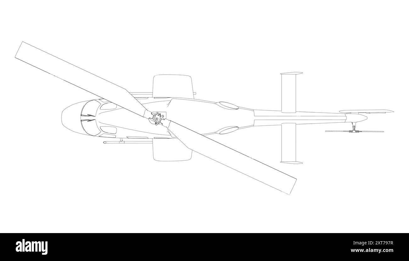 Helicopter detailed outline. Vector isolated on a white background ...